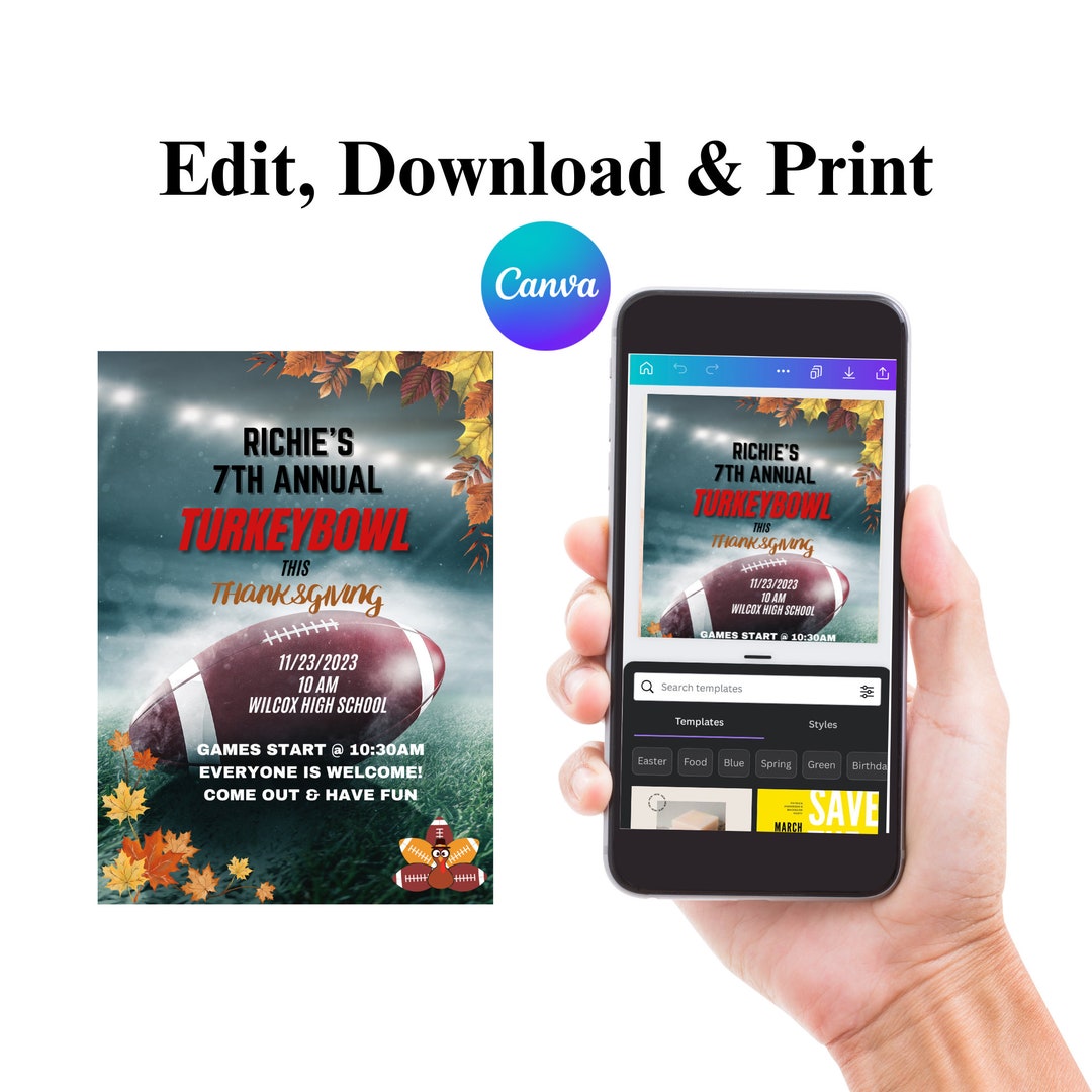 Turkey Bowl Invitation | Thanksgiving Football Game | Turkey Bowl ...