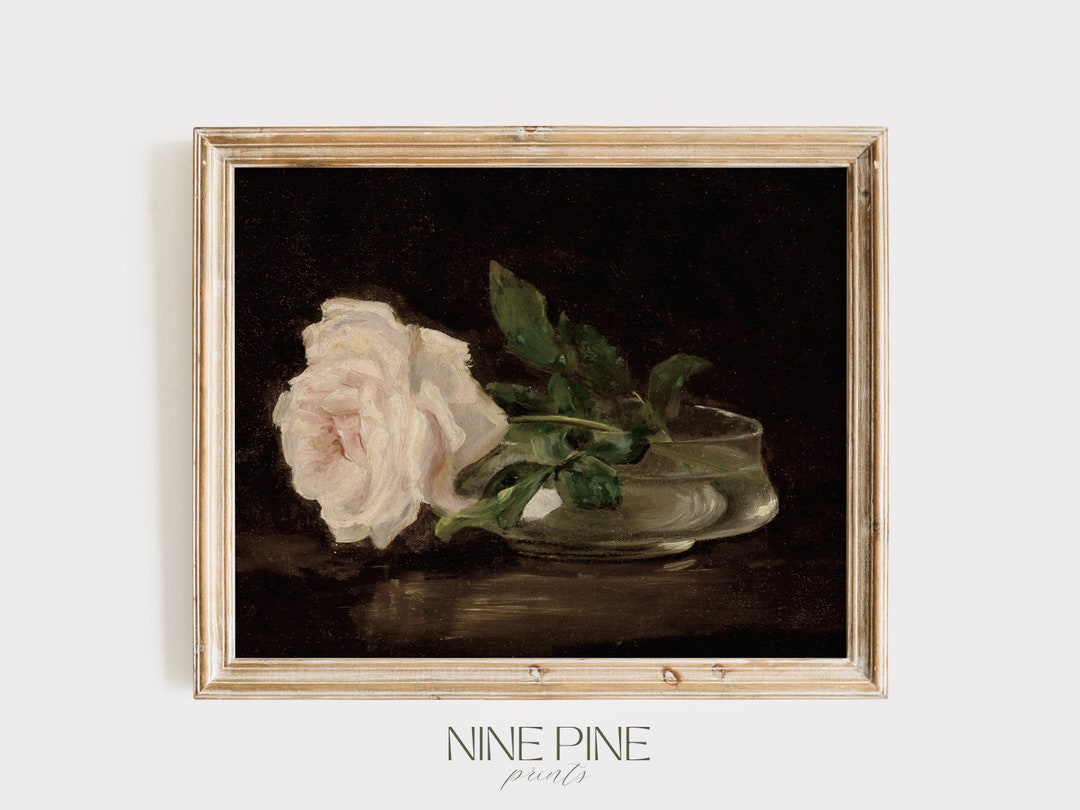 Vintage Single Rose Art Print PRINTABLE ART, Vintage Floral Wall Art ...