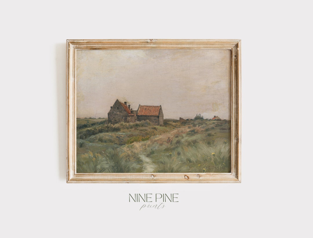 Vintage Rural Landscape With Barns Printable Vintage Oil - Etsy