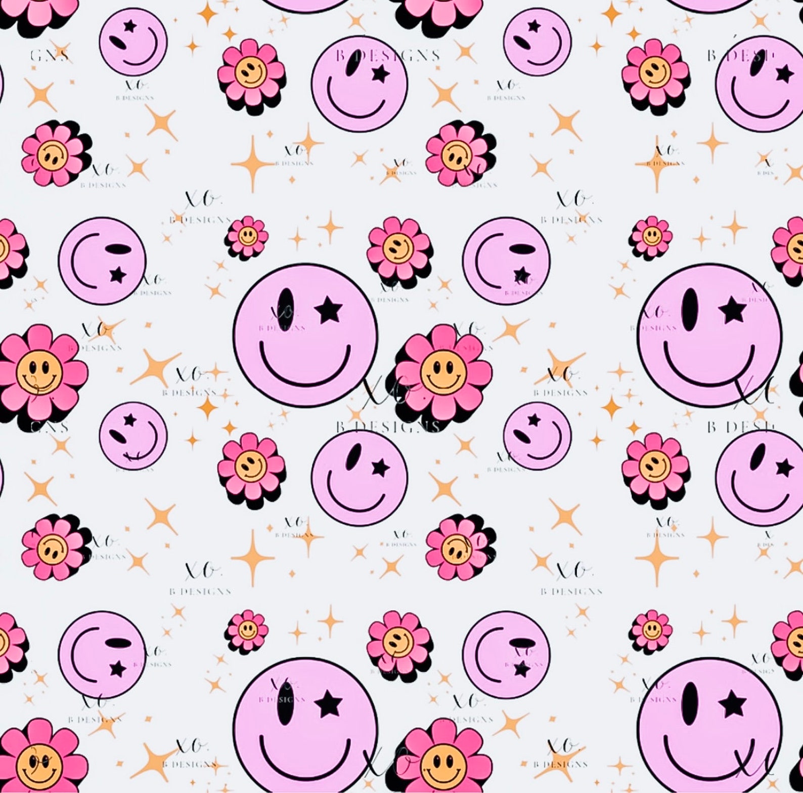 Smiley Daisy Seamless Pattern - Etsy