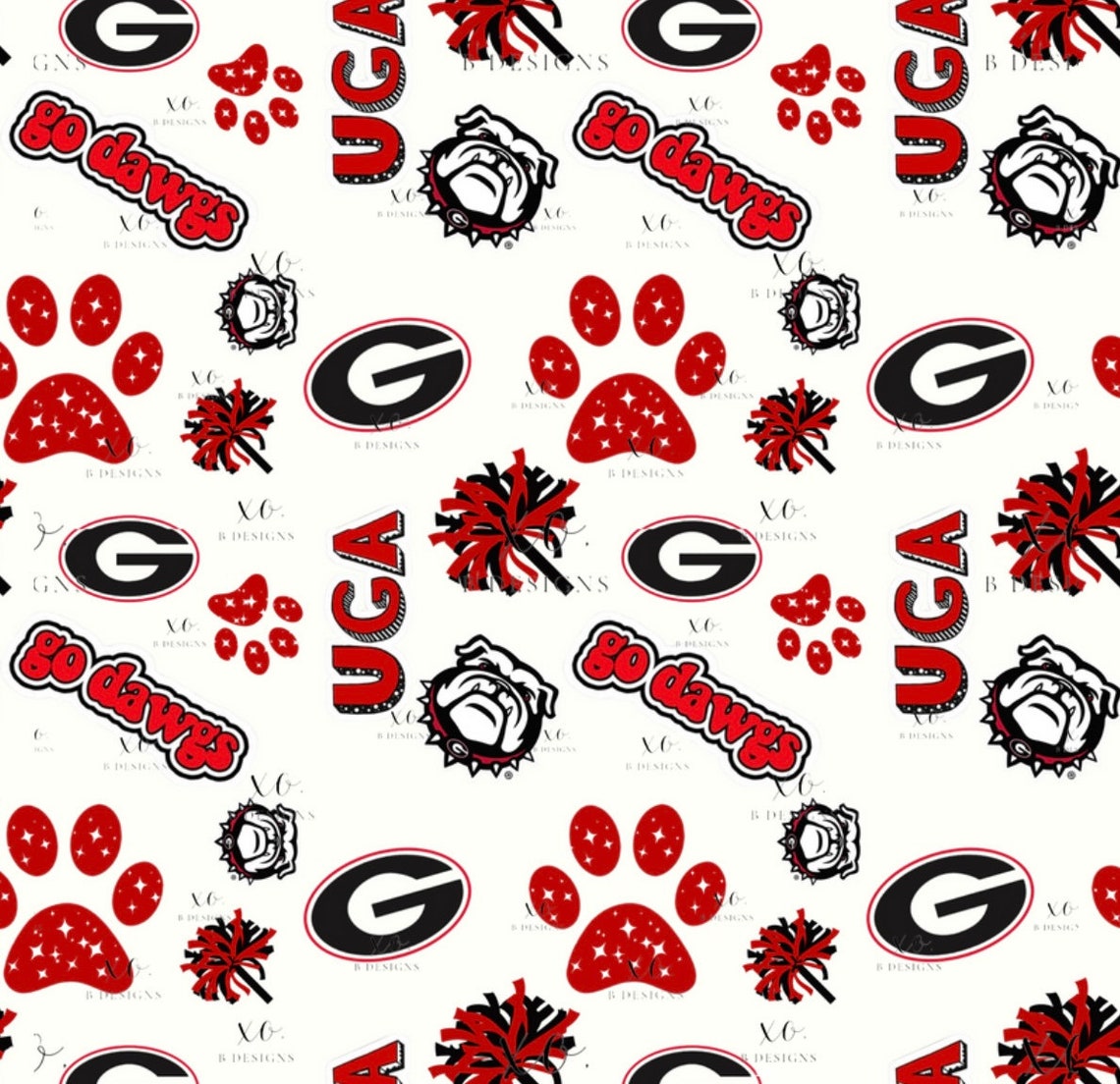 UGA Georgia Bulldog Seamless Patterns - Etsy