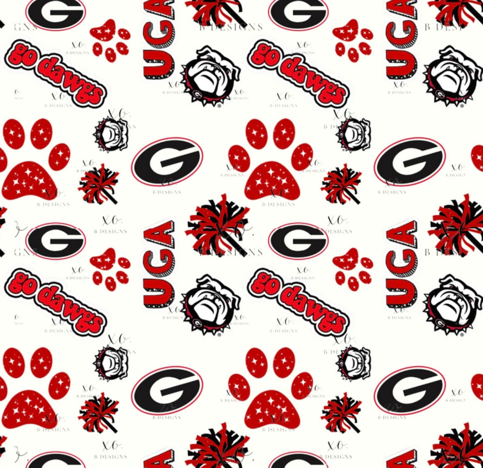 UGA Georgia Bulldog Seamless Patterns - Etsy