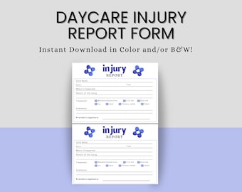 DAYCARE INJURY REPORT, Ouch Report, Incident Report Form, Home Daycare ...