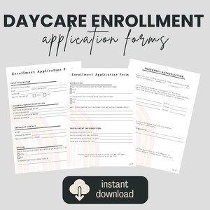 DAYCARE ENROLLMENT APPLICATION. Childcare Application Form. Daycare ...