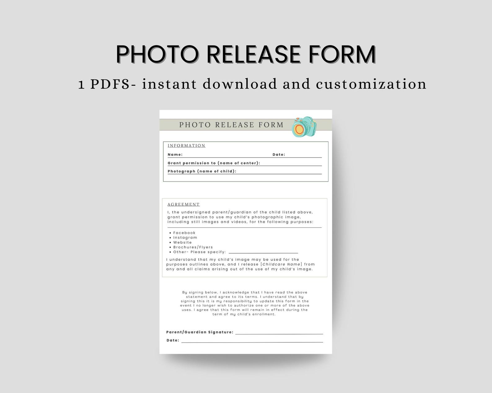 DAYCARE ENROLLMENT BUNDLE Template, Daycare Forms, Home Daycare Form ...
