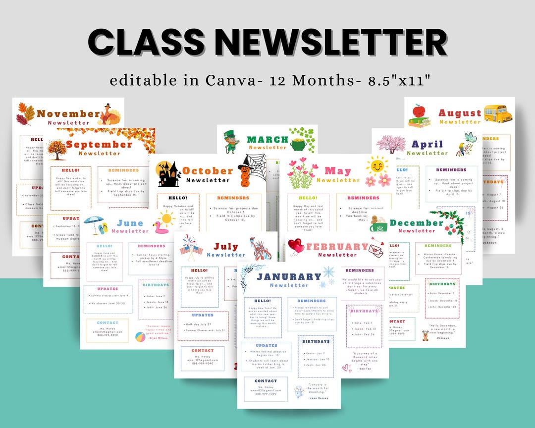 12-month Newsletter Template PDF, Classroom Newsletter, Daycare Class ...