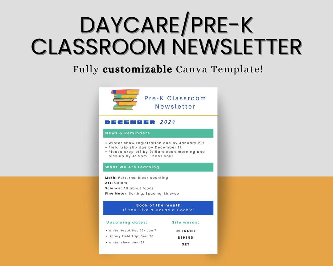 CLASSROOM NEWSLETTER, Monthly Newsletter, Editable Pre-k Template ...