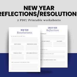 YEAR IN REVIEW, New Year Resolutions Worksheet, Worksheet Bundle ...