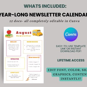 12-month Newsletter Template PDF, Classroom Newsletter, Daycare Class ...