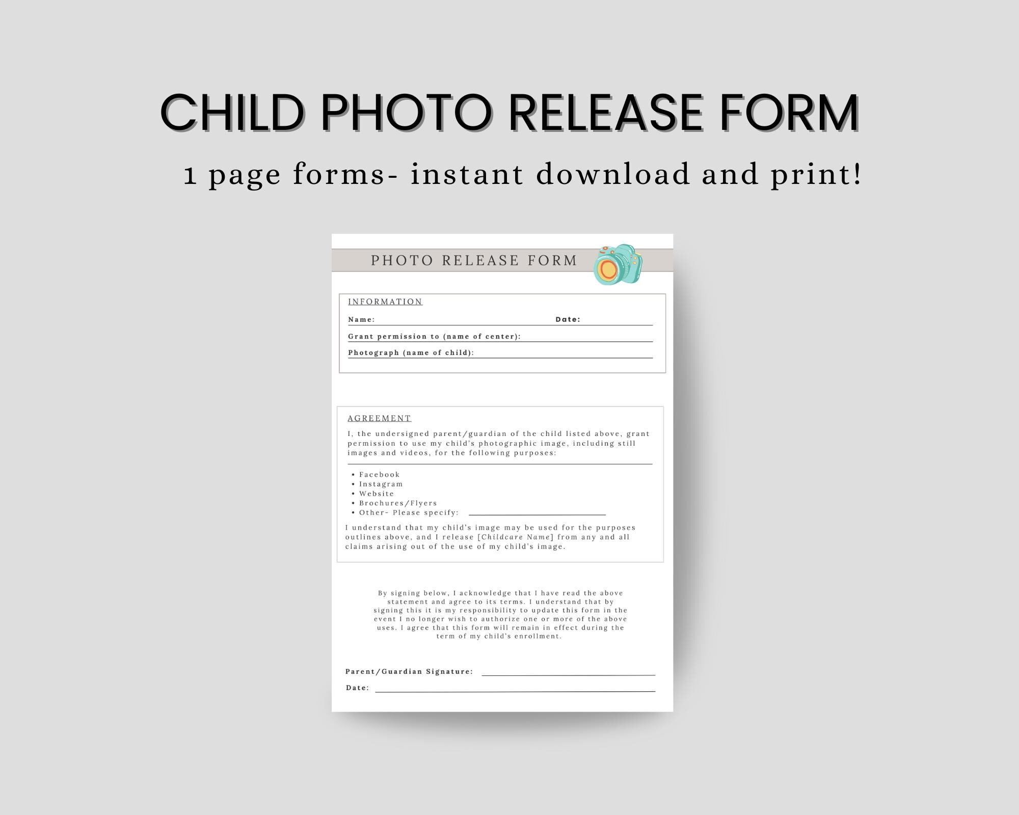Daycare Enrollment Forms, Childcare Forms for Parents, Printable ...