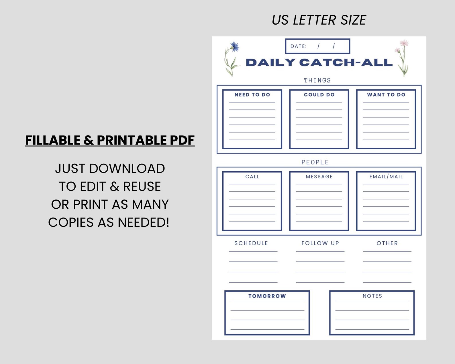 EDITABLE Brain Dump catch All Template, to Do List Printable, Daily ...
