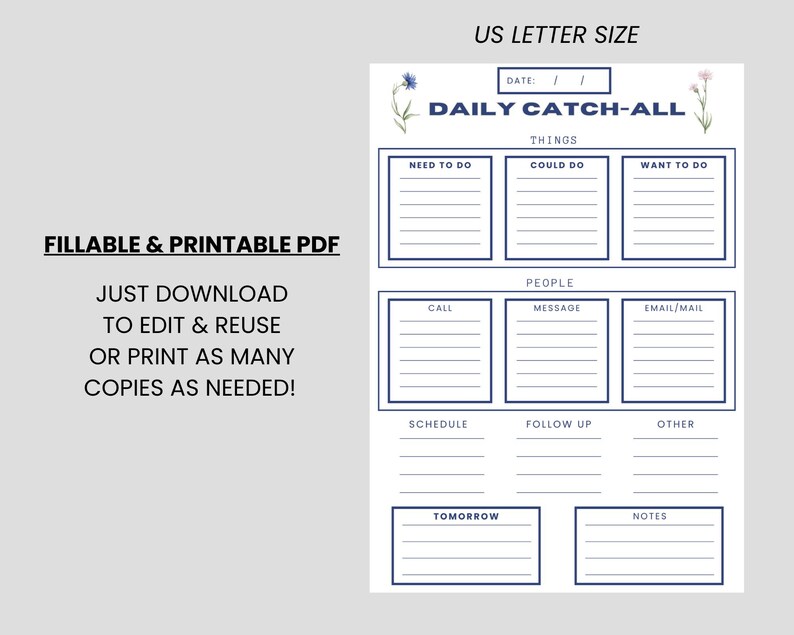EDITABLE Brain Dump catch All Template, to Do List Printable, Daily ...