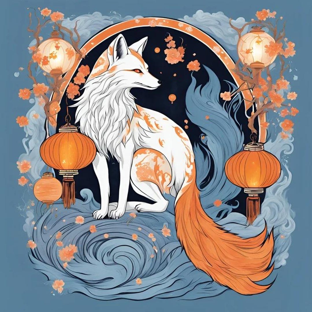 Japanese Fox Spirit (kitsune) Printable Poster - Etsy