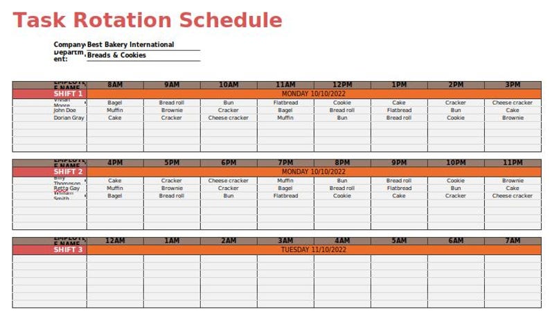 Task Rotation Schedule Template (work Shift Planner) - Etsy