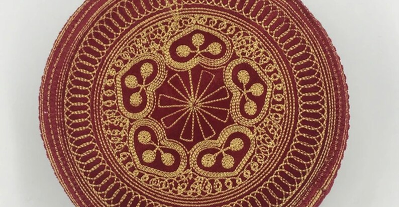 Hand Embroidered Red Kufi - Etsy