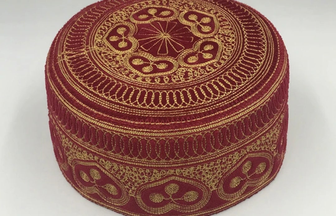 Hand Embroidered Red Kufi - Etsy