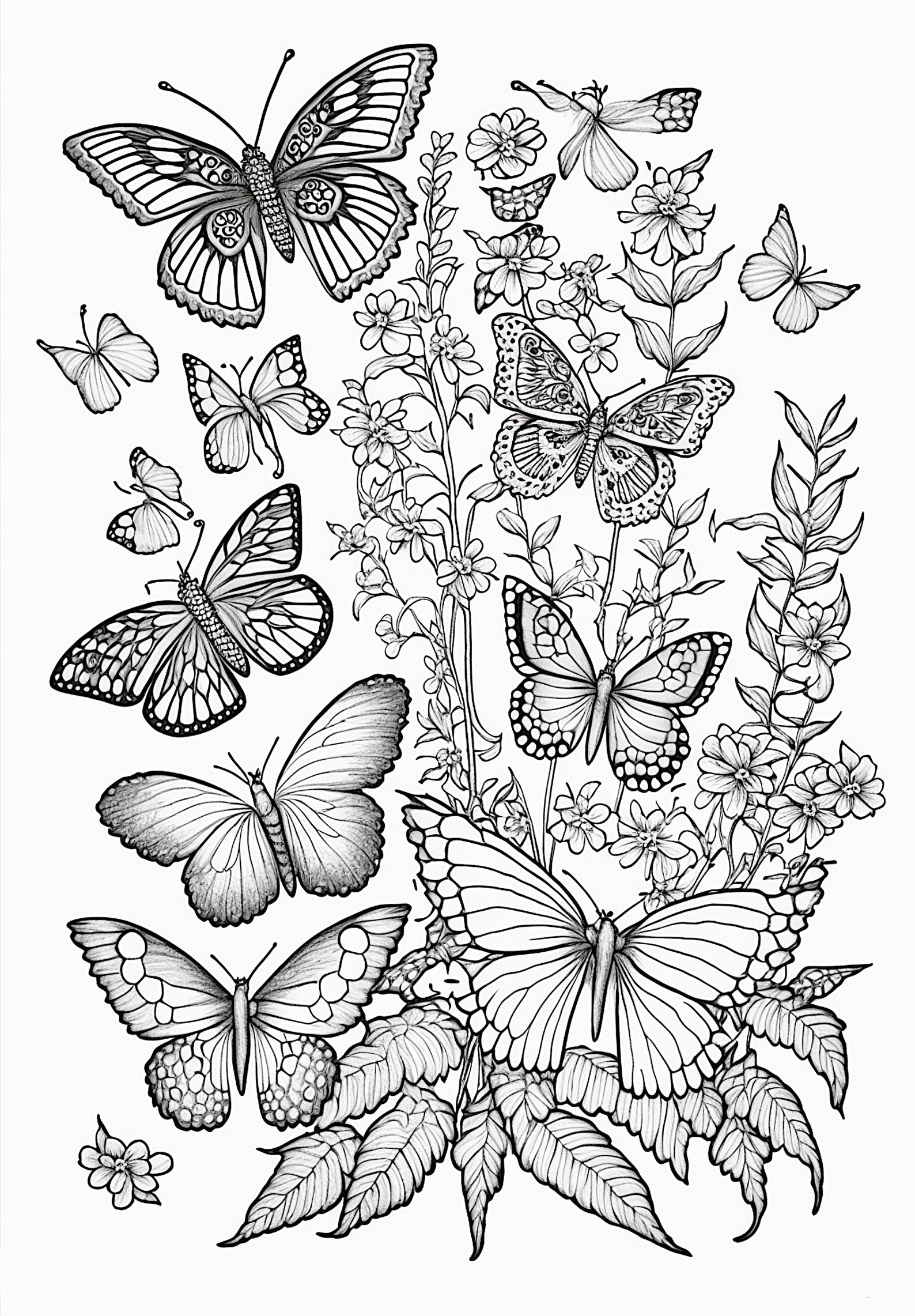 6 Beautiful Butterfly Coloring Pages for Adults and Kids - Etsy