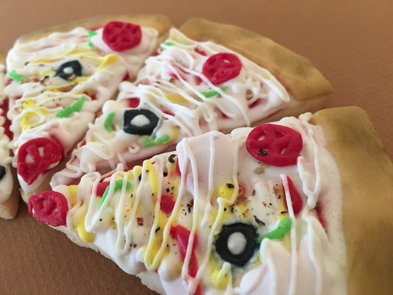Pizza Royal Icing Cookie Fun Yummy Birthday Cookie Set of 8, 16, 24, 32 ...
