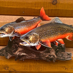 Brook Trout Replica Duo Wall Art -19 Inch Realistic 2D (flat) Metal ...