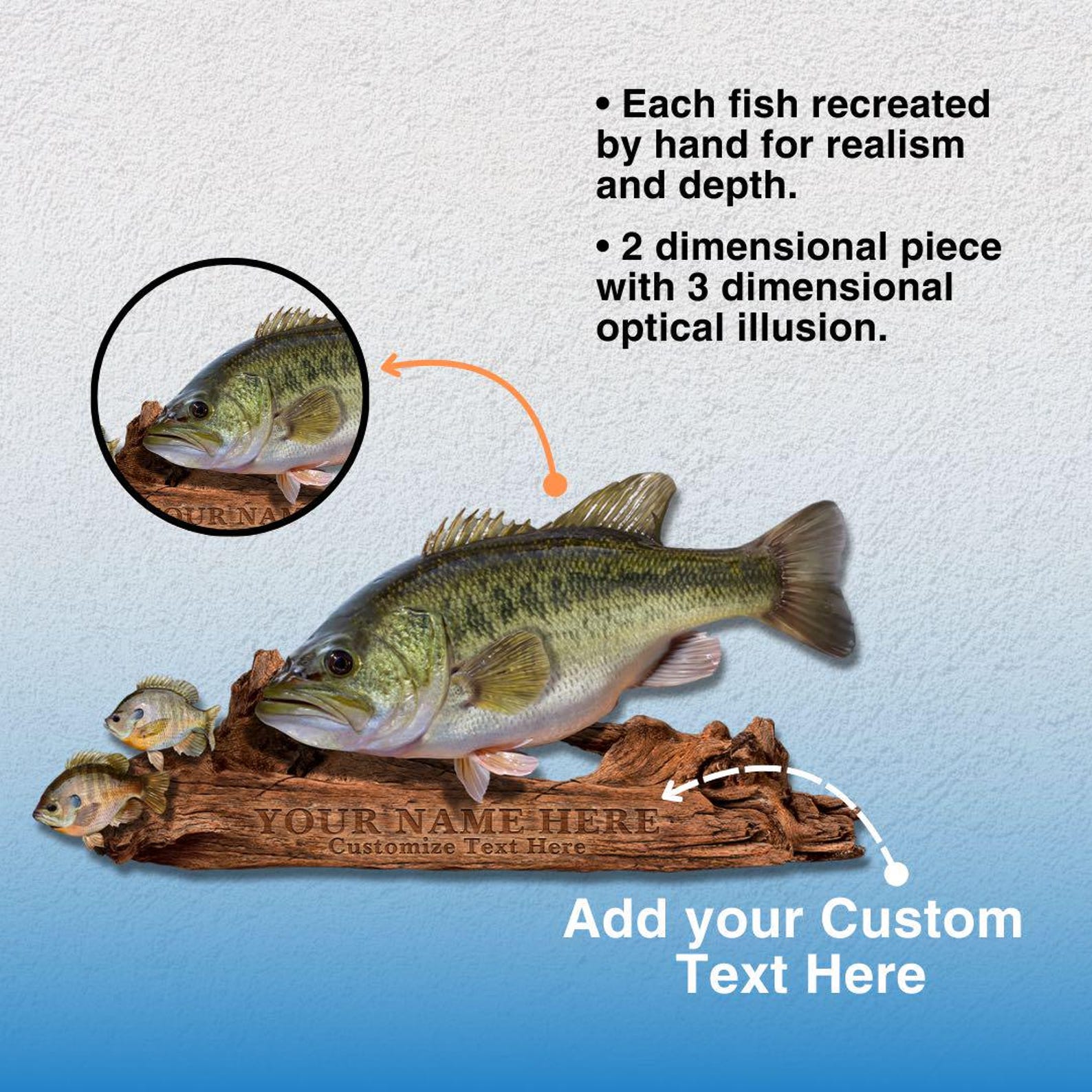 Personalized Largemouth Bass Replica - 2D Flat Metal Largemouth Replica ...