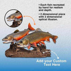 Brook Trout Replica Duo Wall Art -19 Inch Realistic 2D Metal Brook ...
