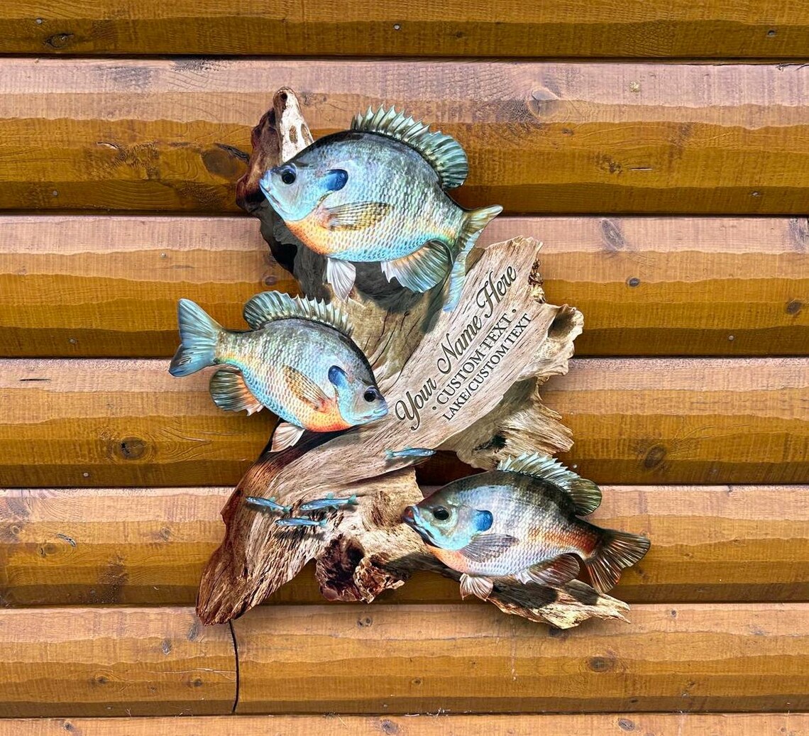 Personalized Bluegill Replica Driftwood Scene Fishing Gift for Him, 2D ...