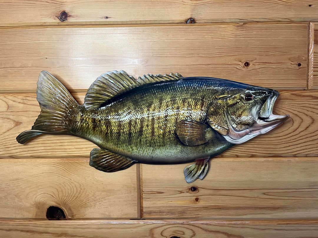 20" Smallmouth Bass Replica - 2D Metal Smallmouth Replica for Cabin Art ...