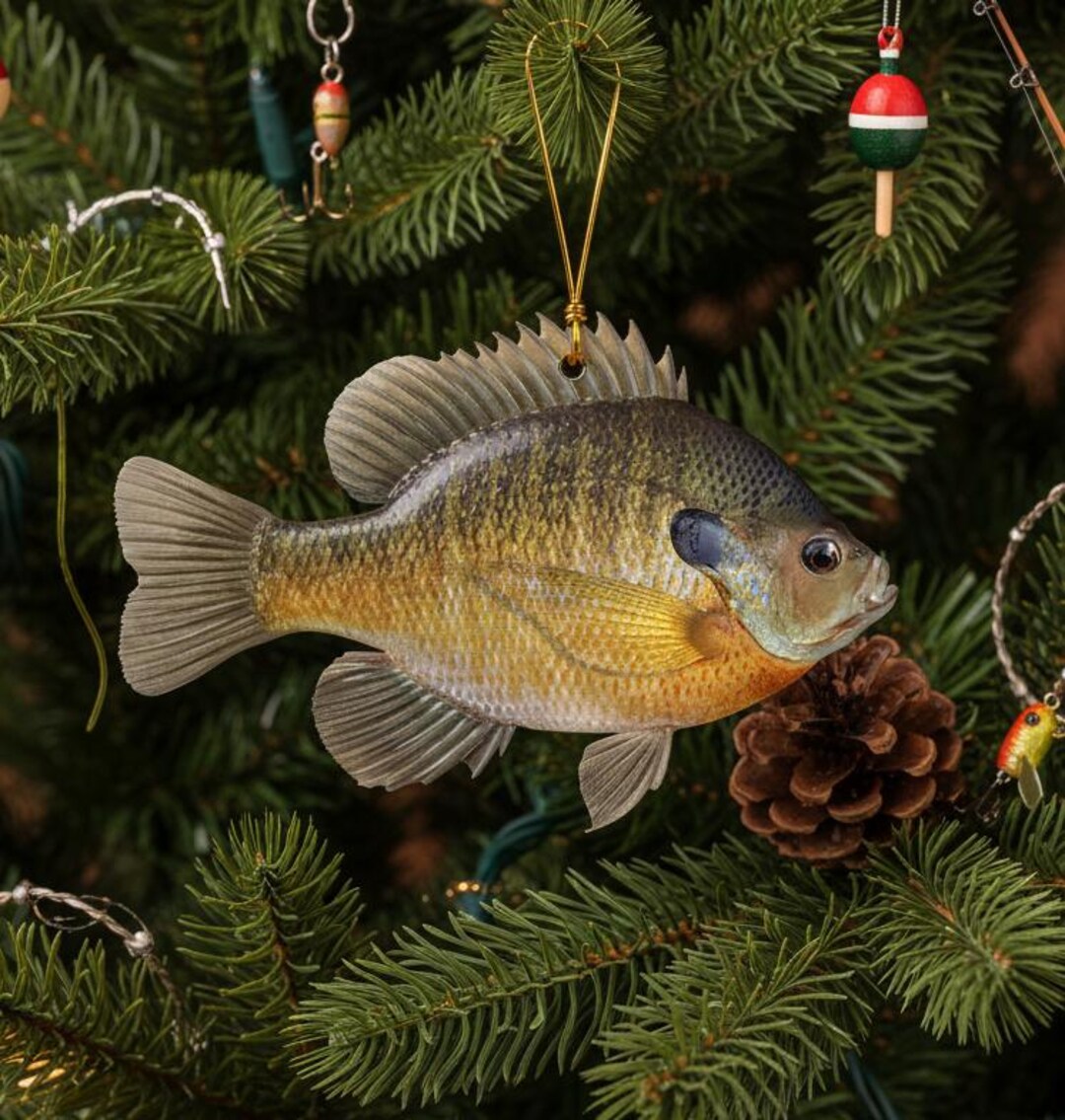 Realistic Blue Gill Fish Ornament - Flat Metal Sunfish Ornament Holiday ...