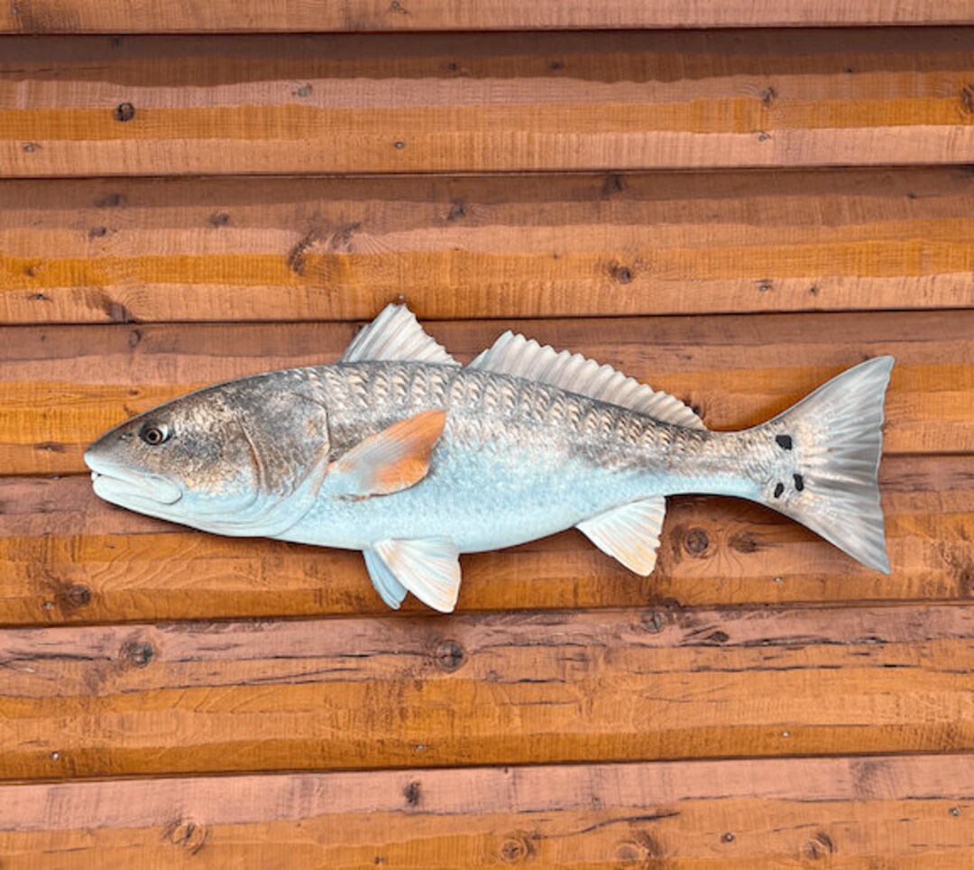 Redfish Replica - 2D Flat Metal, Realistic Red Drum Fish Art, Nautical ...