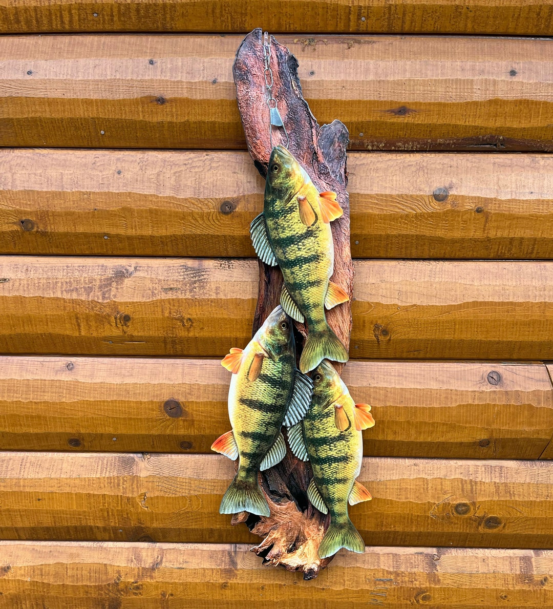 Perch Stringer Mount Layered Flat 2D Metal of 14 - 15 Inch Yellow Perch ...