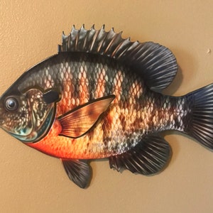 Bluegill Fish Replica Flat Metal, Realistic Bluegill Wall Mount, Wall ...