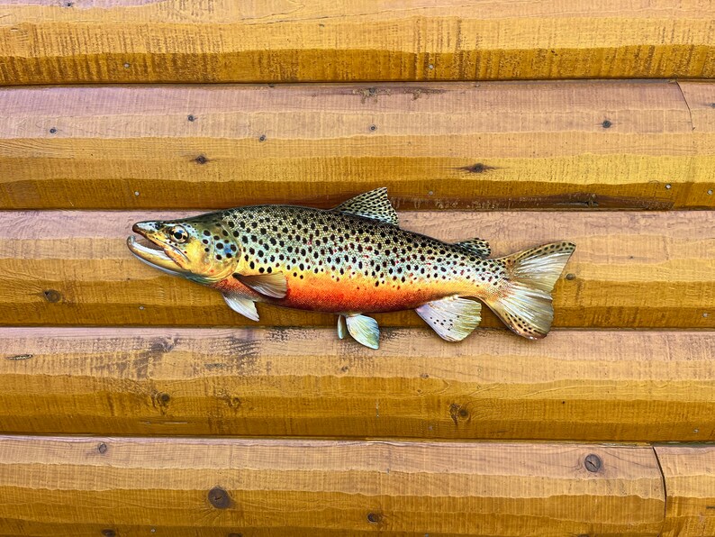 Brown Trout Replica Flat Metal Wall Art - 24 Inch Laser Cut Metal Fish ...