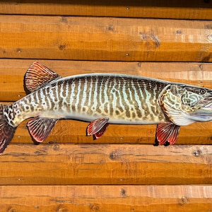 Tiger Musky Replica Wall Art - 52 Inch Flat Metal, Realistic Musky ...