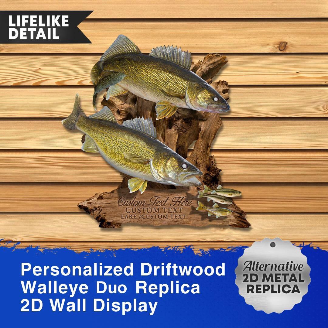 Personalized Walleye Replica Duo Wall Art - Realistic 2D Metal Walleye ...