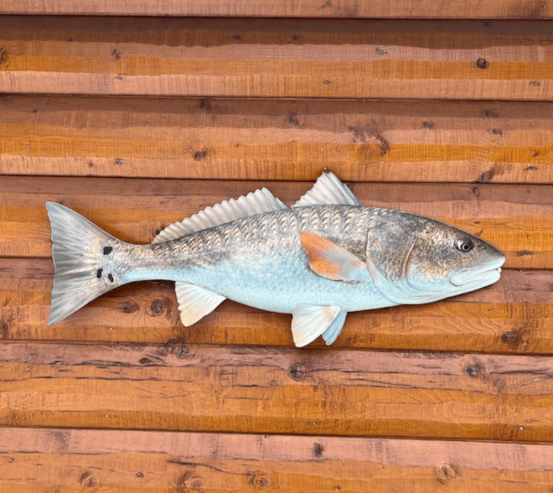 Redfish Replica - 2D Flat Metal, Realistic Red Drum Fish Art, Nautical ...