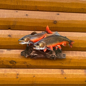 Brook Trout Replica Duo Wall Art -19 Inch Realistic 2D (flat) Metal ...