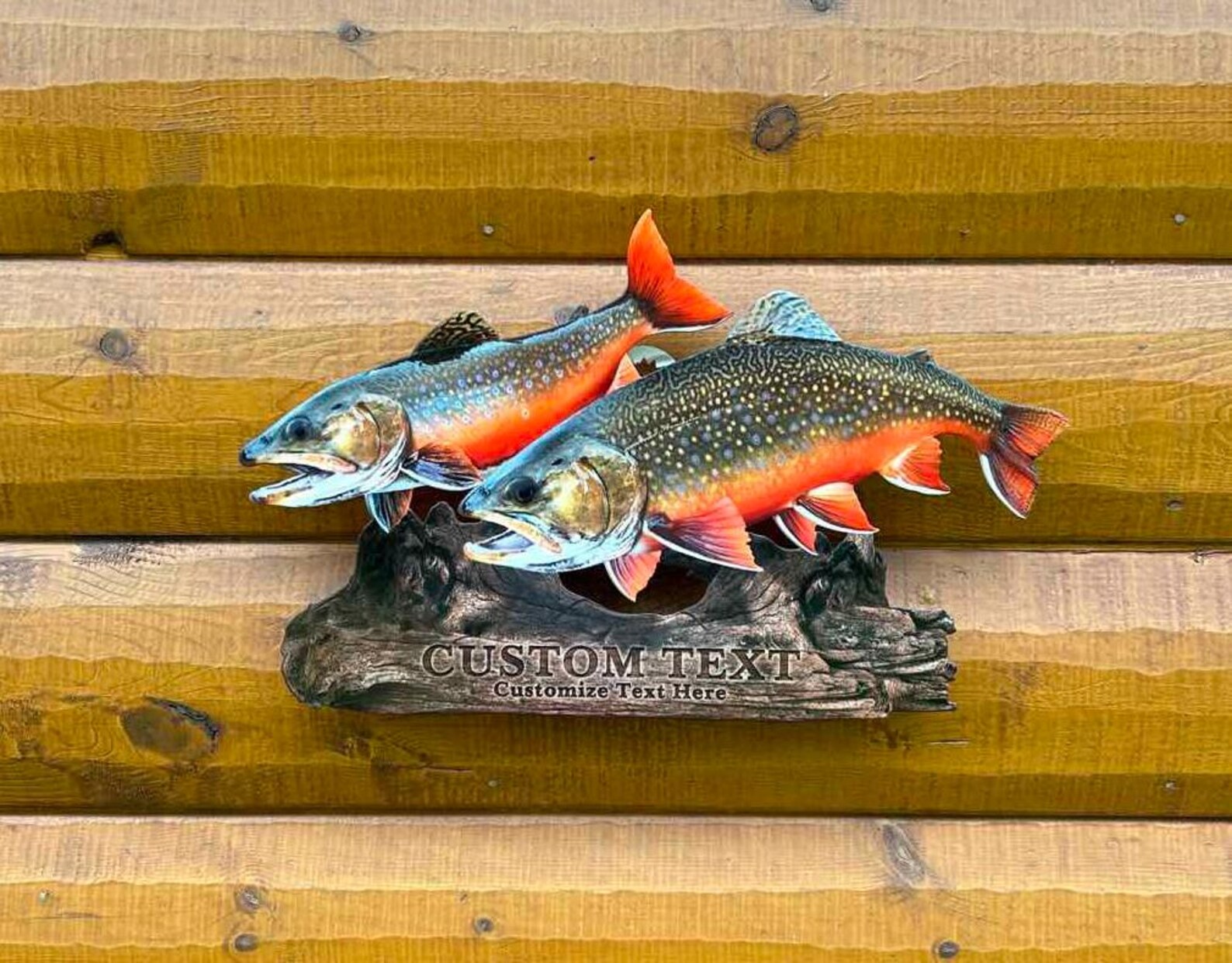 Brook Trout Replica Duo Wall Art -19 Inch Realistic 2D Metal Brook ...