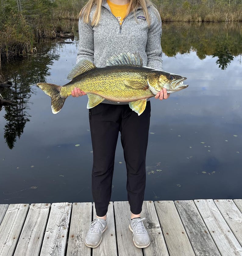 Walleye Replica - 30 Inch 2D Metal Walleye Fish Art Replica, Faux ...