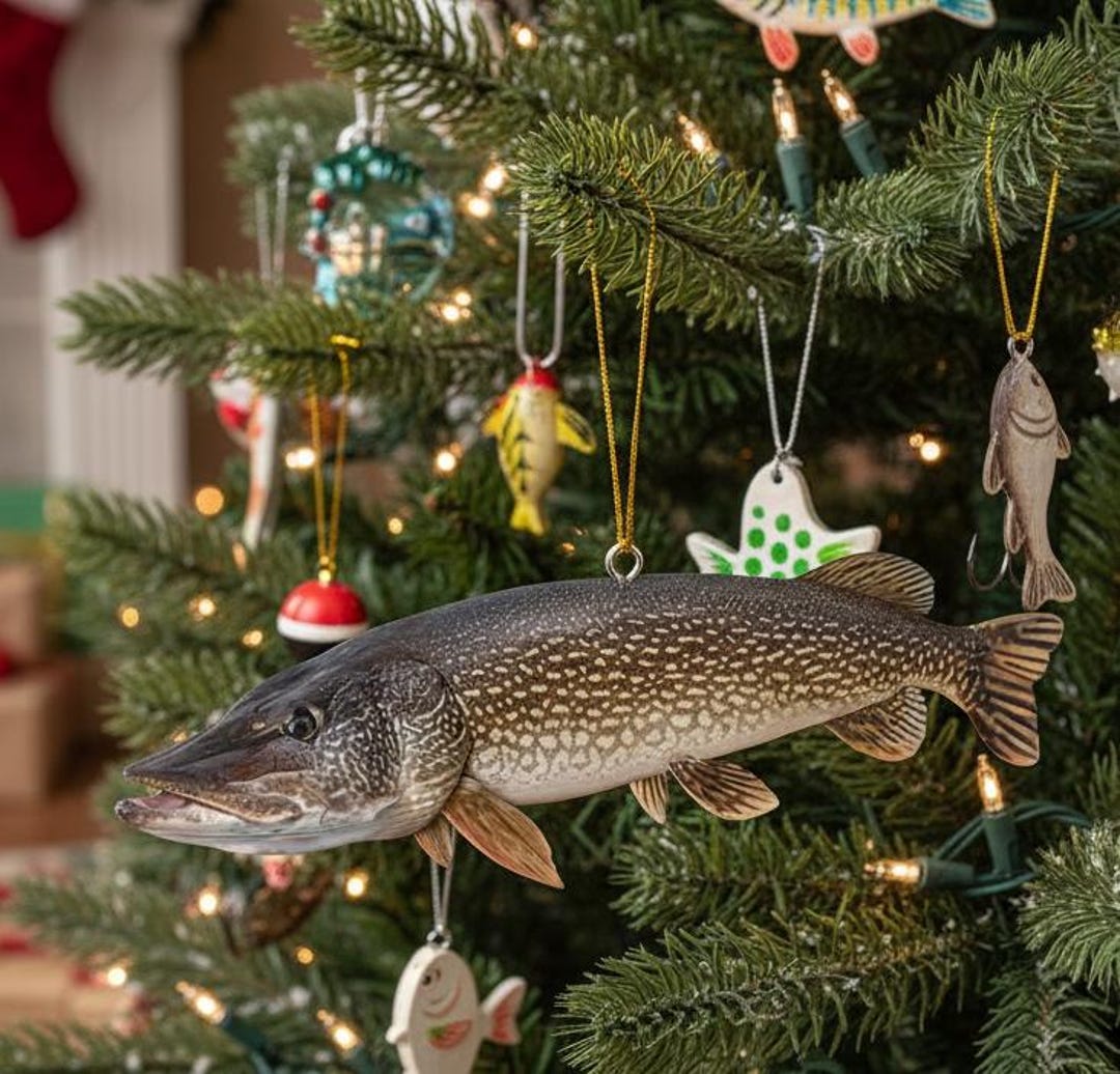Realistic Northern Pike Fish Ornament - Fishing Gift for Anglers and ...