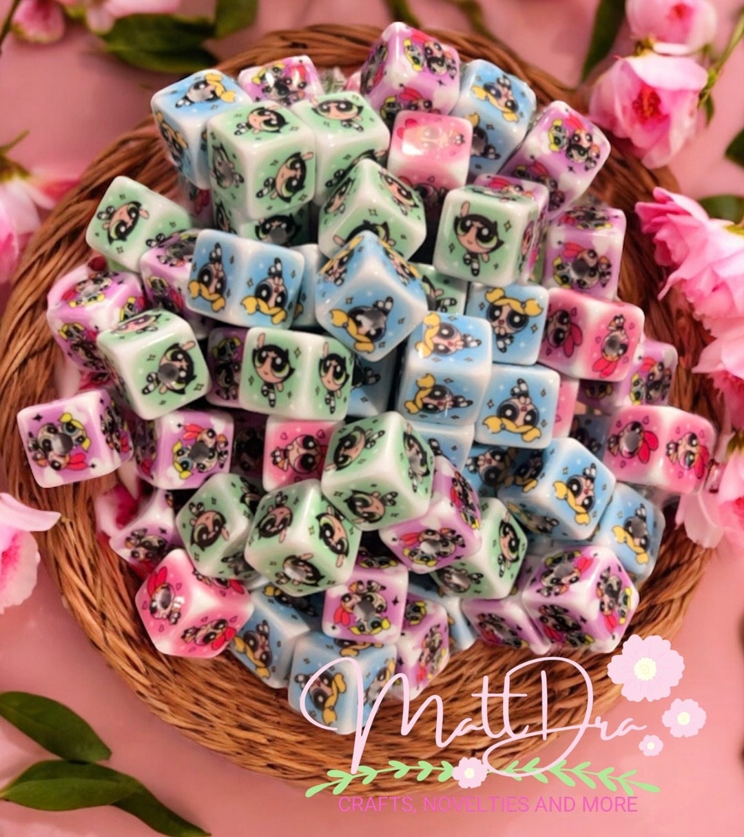 14mm Acrylic Beads Characters Power Puff 4 Pcs Mix - Etsy