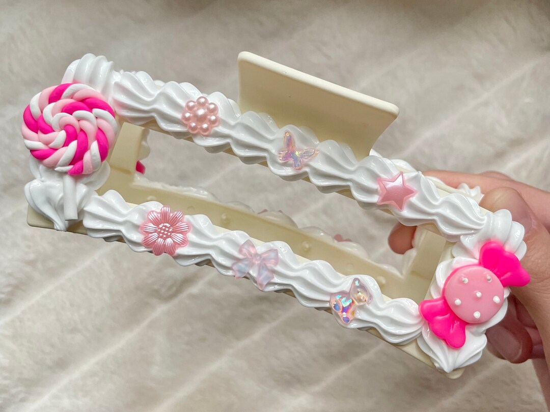 Pink Decoden Candy Hair Clip Kawaii Decorated Hair Accessory Jumbo Hair ...