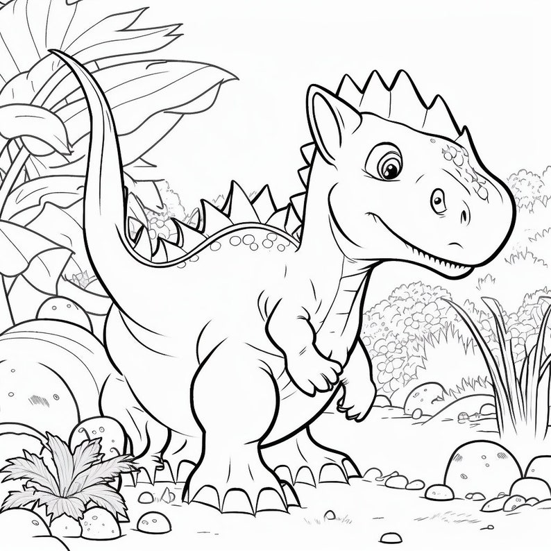 Cute Animals and Dinosaurs Coloring Pages - Etsy