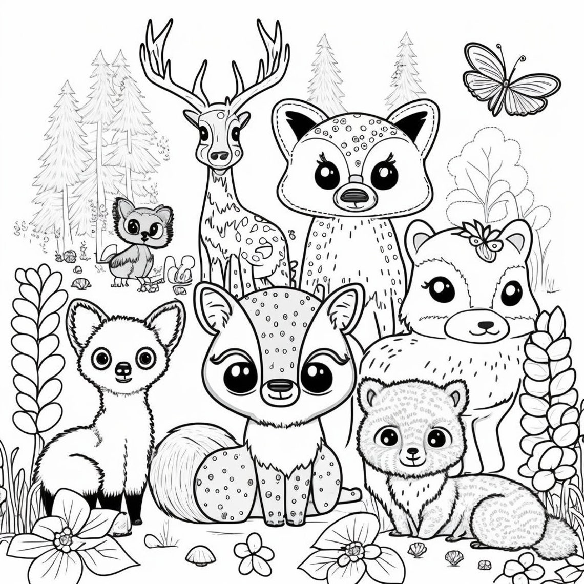 Cute Animals and Dinosaurs Coloring Pages - Etsy Canada