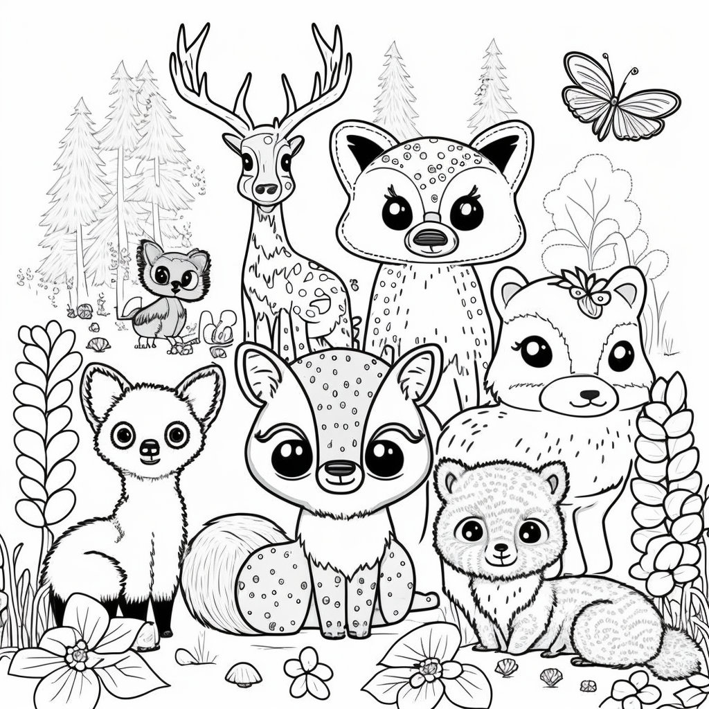 Cute Animals and Dinosaurs Coloring Pages - Etsy