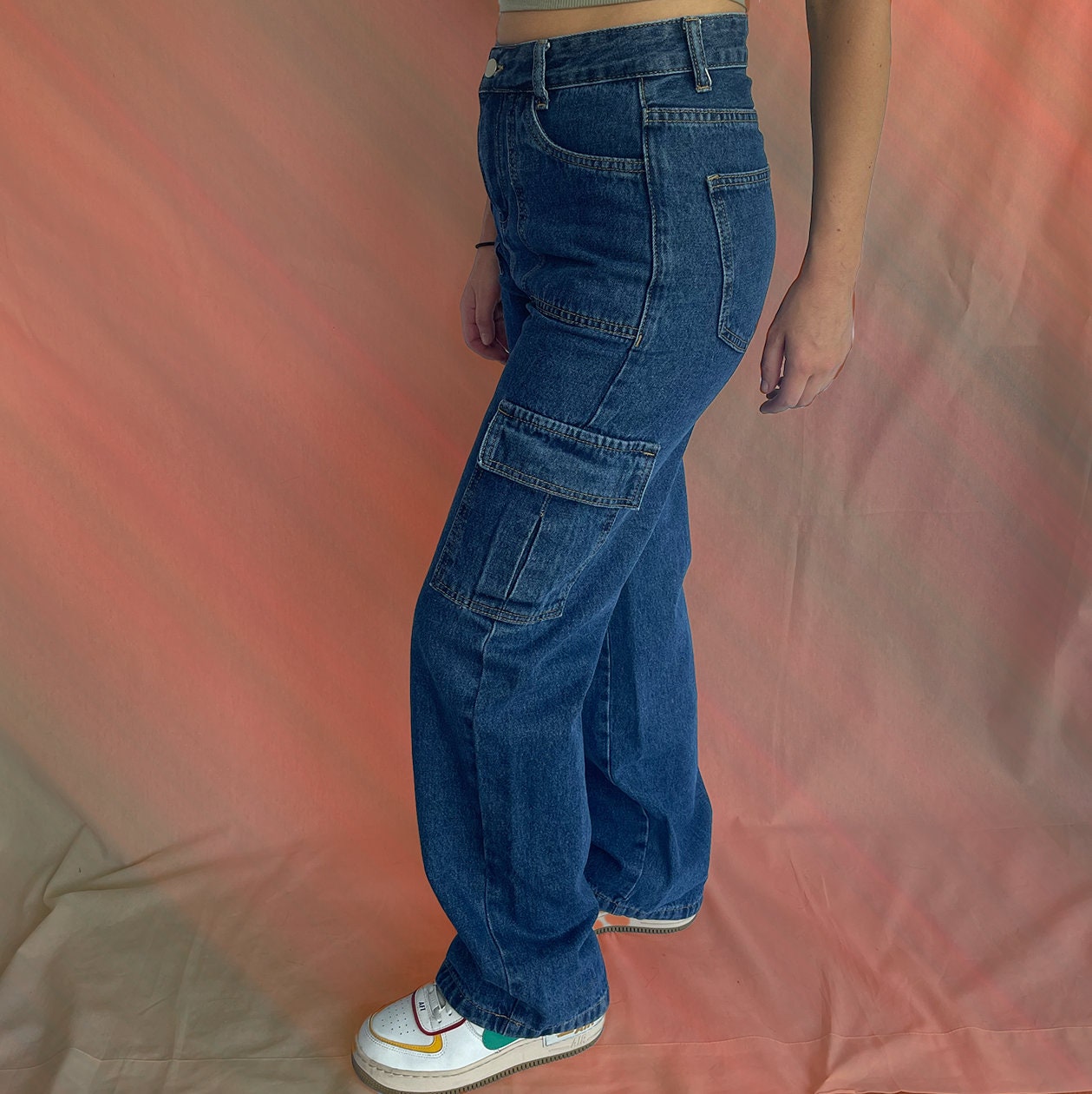 Blue Denim Cargo Pants - Etsy
