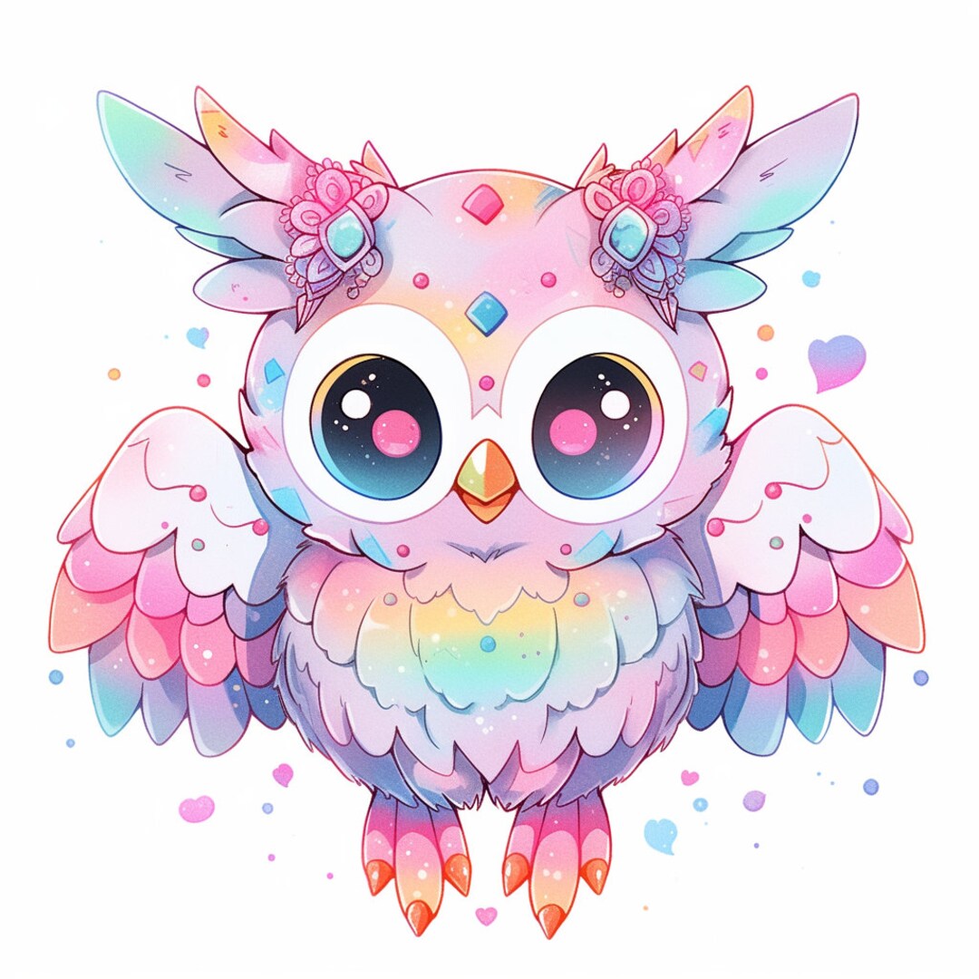 Rainbow Owl Kawaii Svg Owl Svg Owl Png Etsy Australia