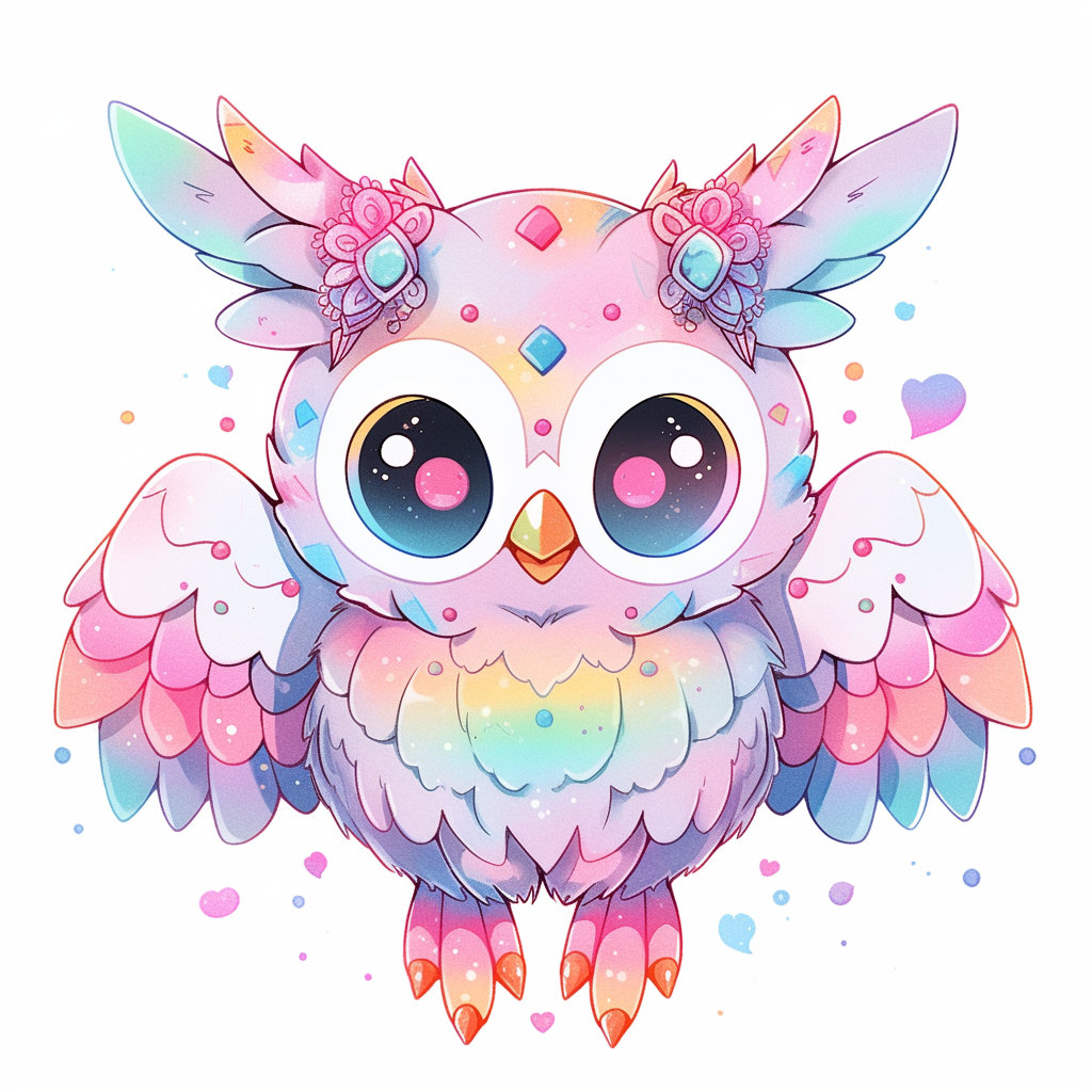 Rainbow Owl | Kawaii SVG | Owl SVG | Owl Png - Etsy
