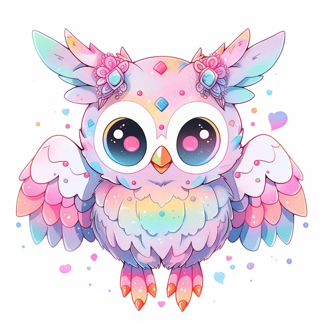 Rainbow Owl | Kawaii SVG | Owl SVG | Owl Png - Etsy