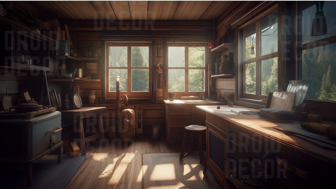 Cozy Cabin Virtual Backgrounds | 2 Pngs | Zoom Backgrounds | Desktop ...