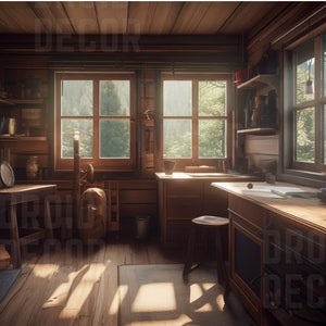Cozy Cabin Virtual Backgrounds | 2 Pngs | Zoom Backgrounds | Desktop ...